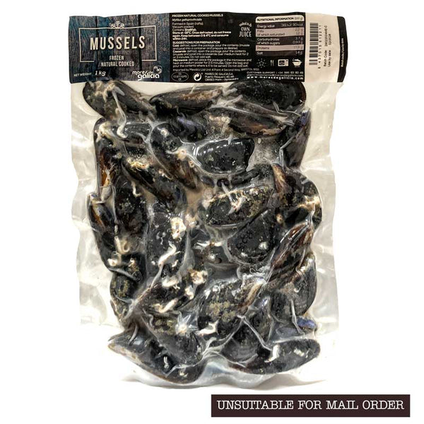 Natural Cooked Mussels (Frozen), 1kg - Somerset Foodie